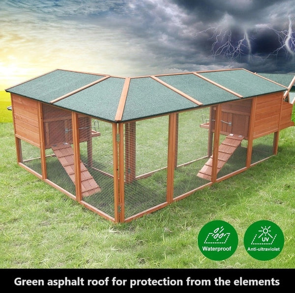 L Shaped Chicken Coop | Double Chicken Coop for 6-12 Chickens ...