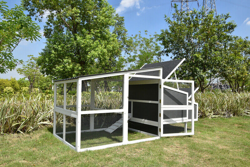 Big Chicken Coop | Chicken Run Coop | Grey with White Trim – Pepperwood ...